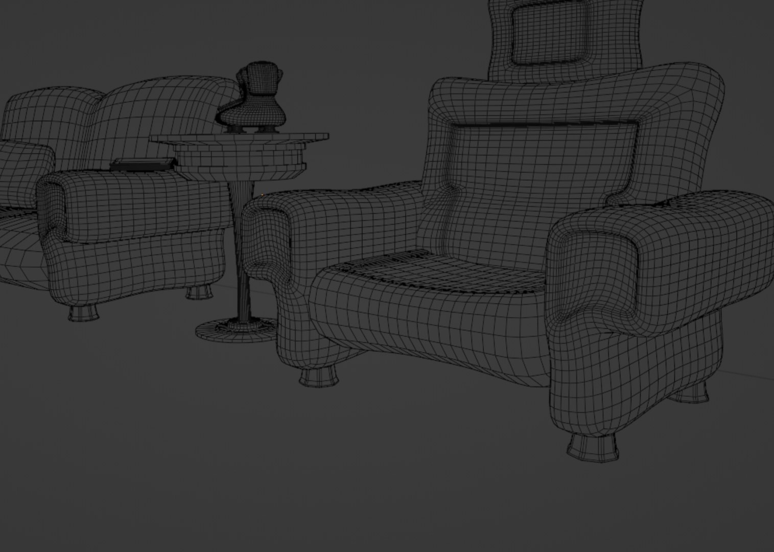 Set 3D Poltrona Divano Tavolino Telefono E Vaso Con Pianta Cartoon 3D ...