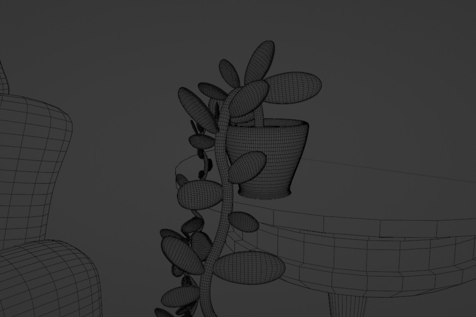 Set 3D Poltrona Divano Tavolino Telefono E Vaso Con Pianta Cartoon 3D ...