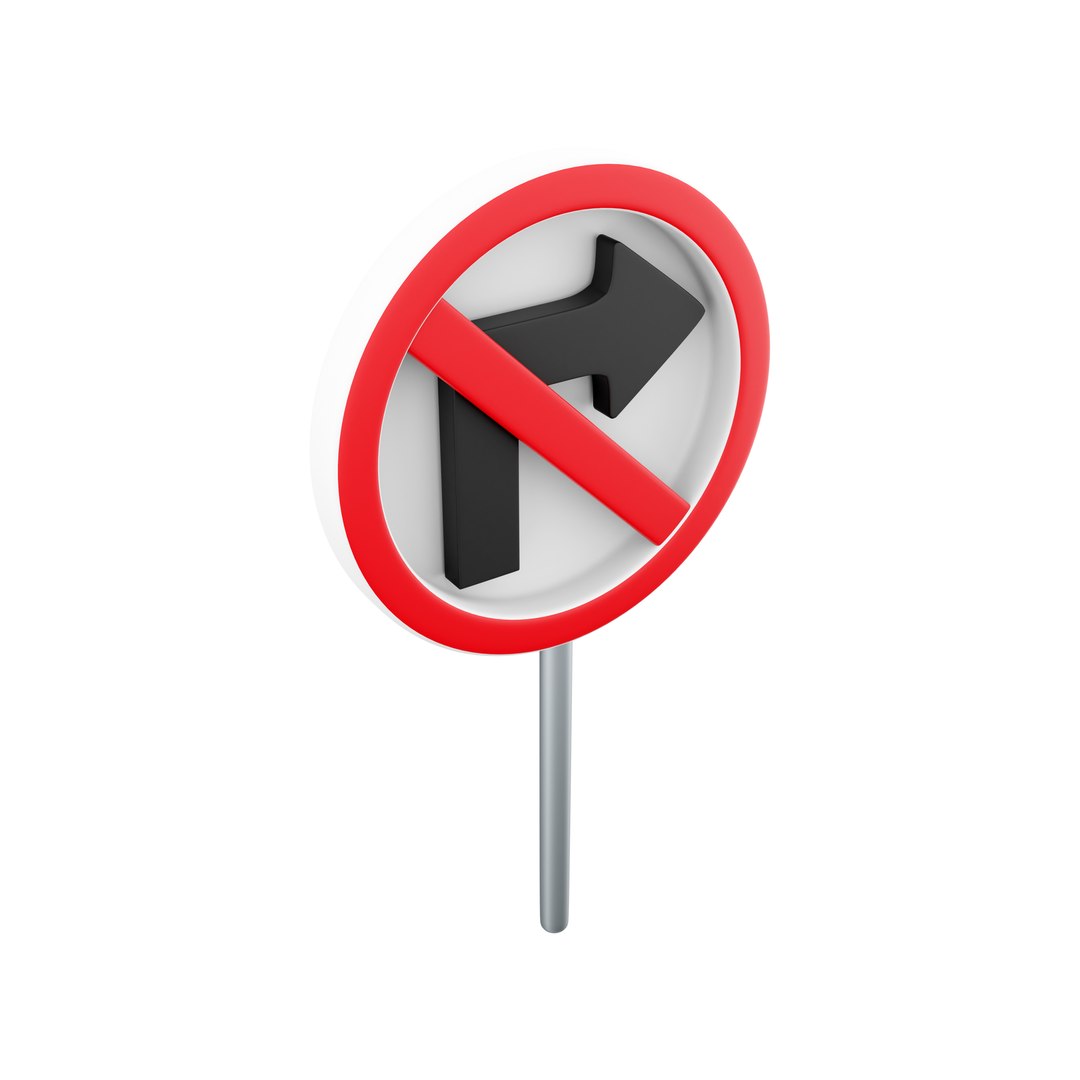 3D Do Not Turn Left Traffic Sign - TurboSquid 2044257