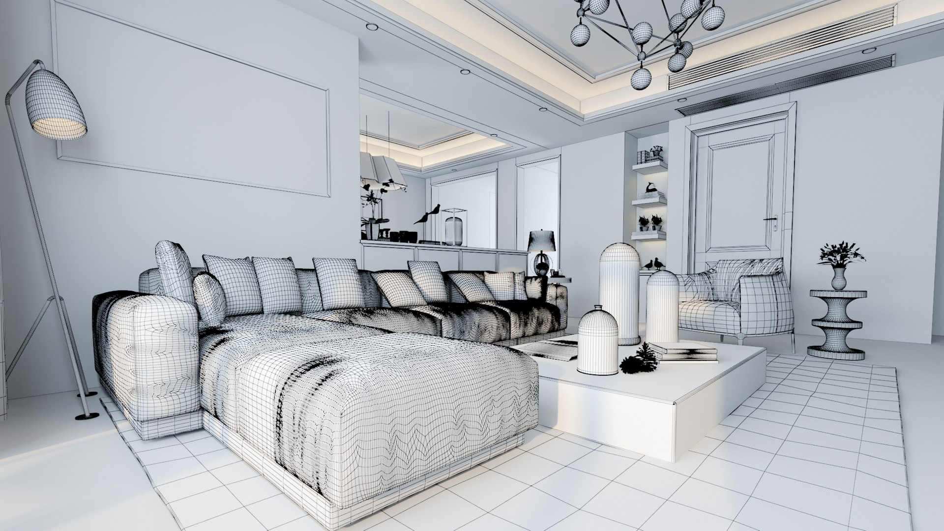 Modern Realistic Interior Living and DiningRoom 3D model - TurboSquid ...