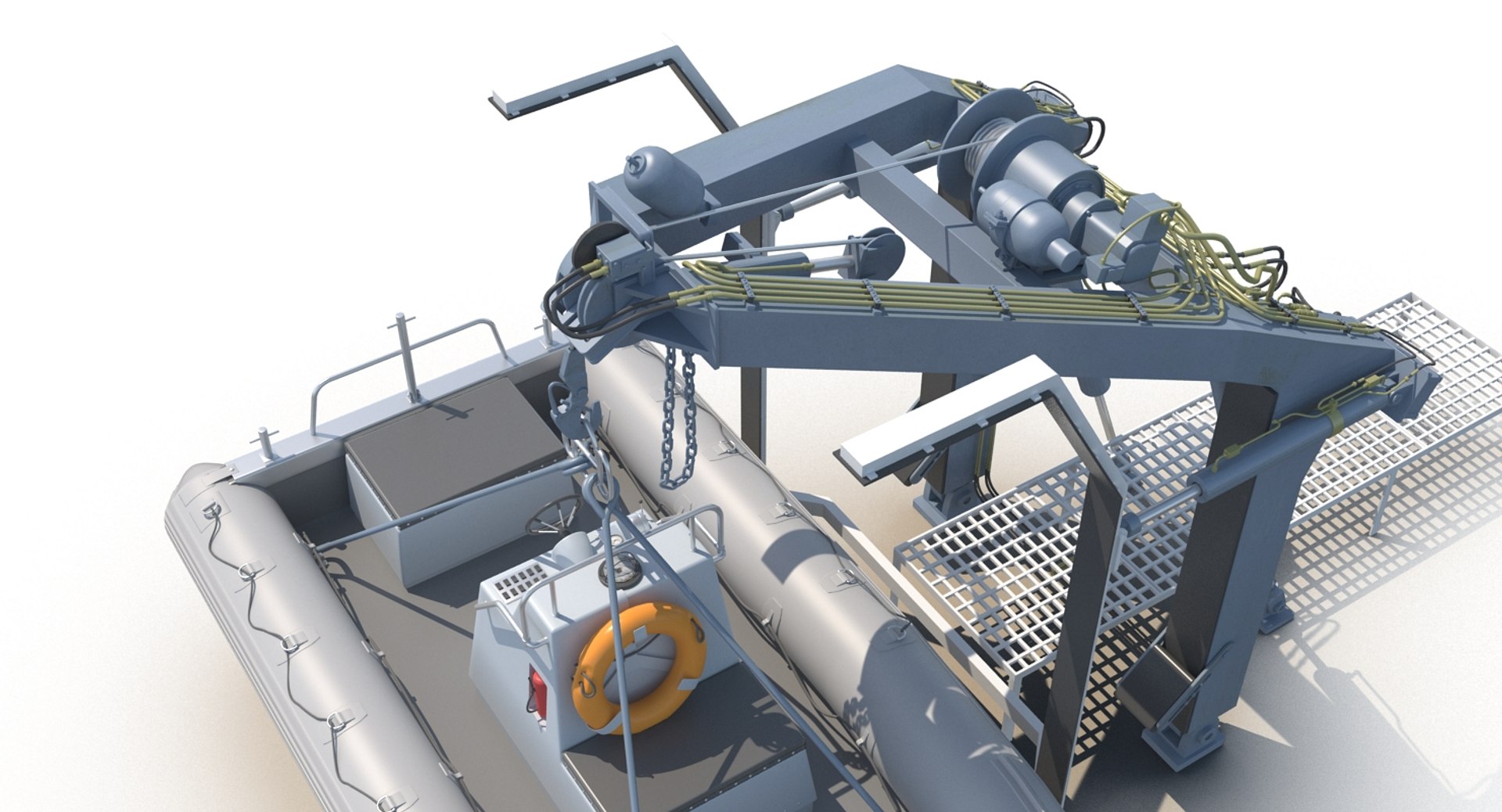 navy rhib crane 3d max