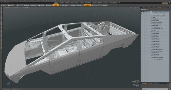 3D модель Каркас кузова Tesla Cybertruck - TurboSquid 2164593