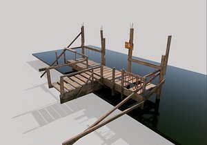 3D Wooden Pier With Fishing Boats - TurboSquid 1729685