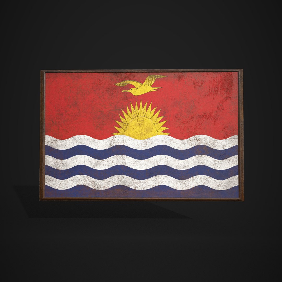 3D Model Old Picture Frame With Kiribati Flag - Game Ready PBR Low-poly ...
