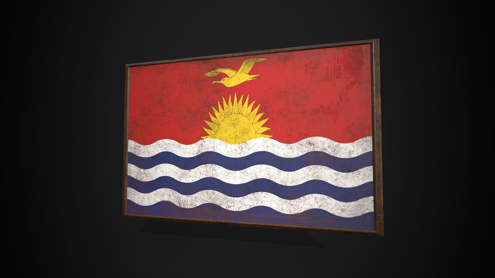 3D Model Old Picture Frame With Kiribati Flag - Game Ready PBR Low-poly ...