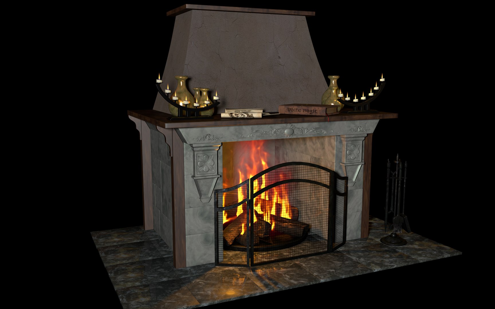fantasy fireplace 3d c4d
