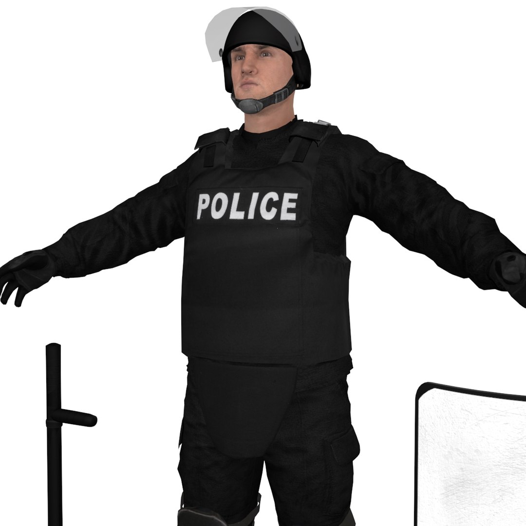 3d riot police officer s model