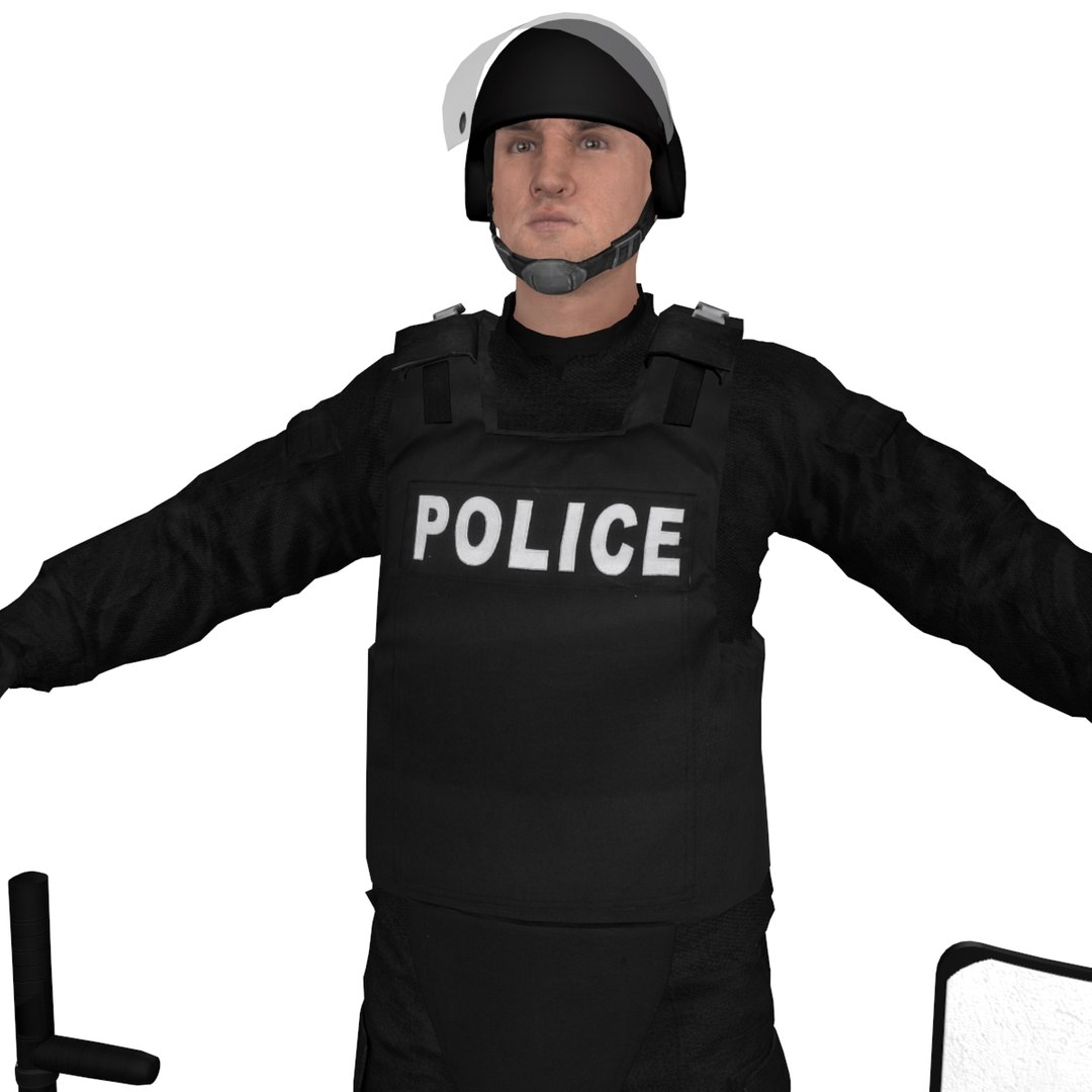 3d riot police officer s model