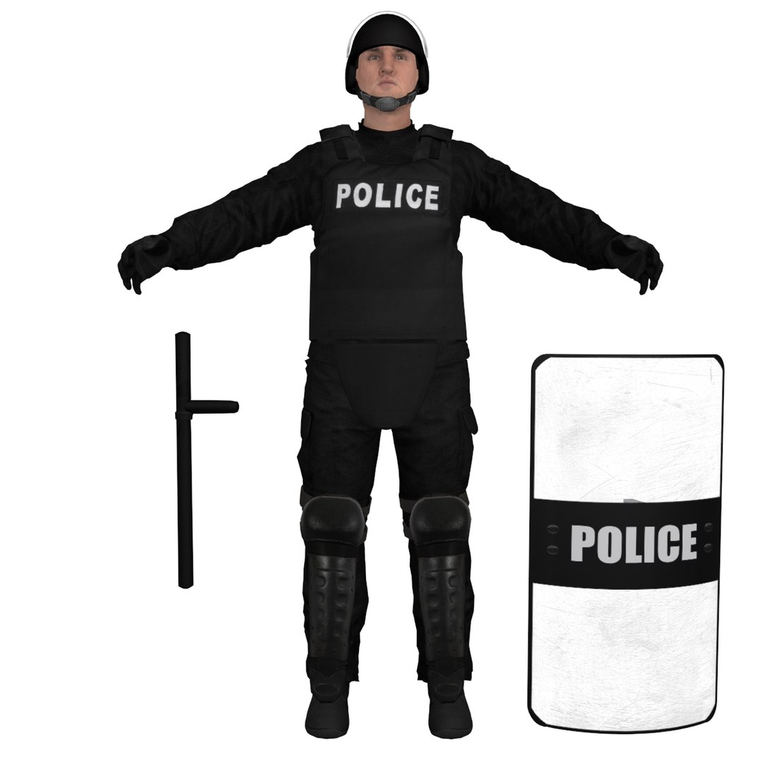 3d riot police officer s model