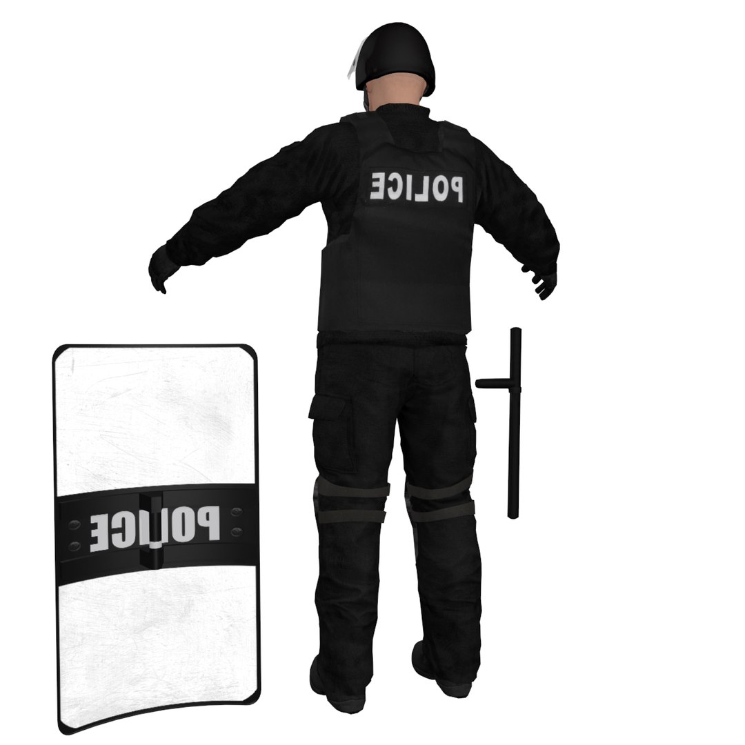 3d riot police officer s model