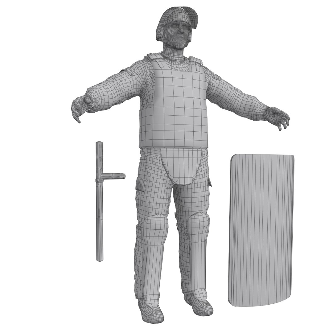 3d riot police officer s model