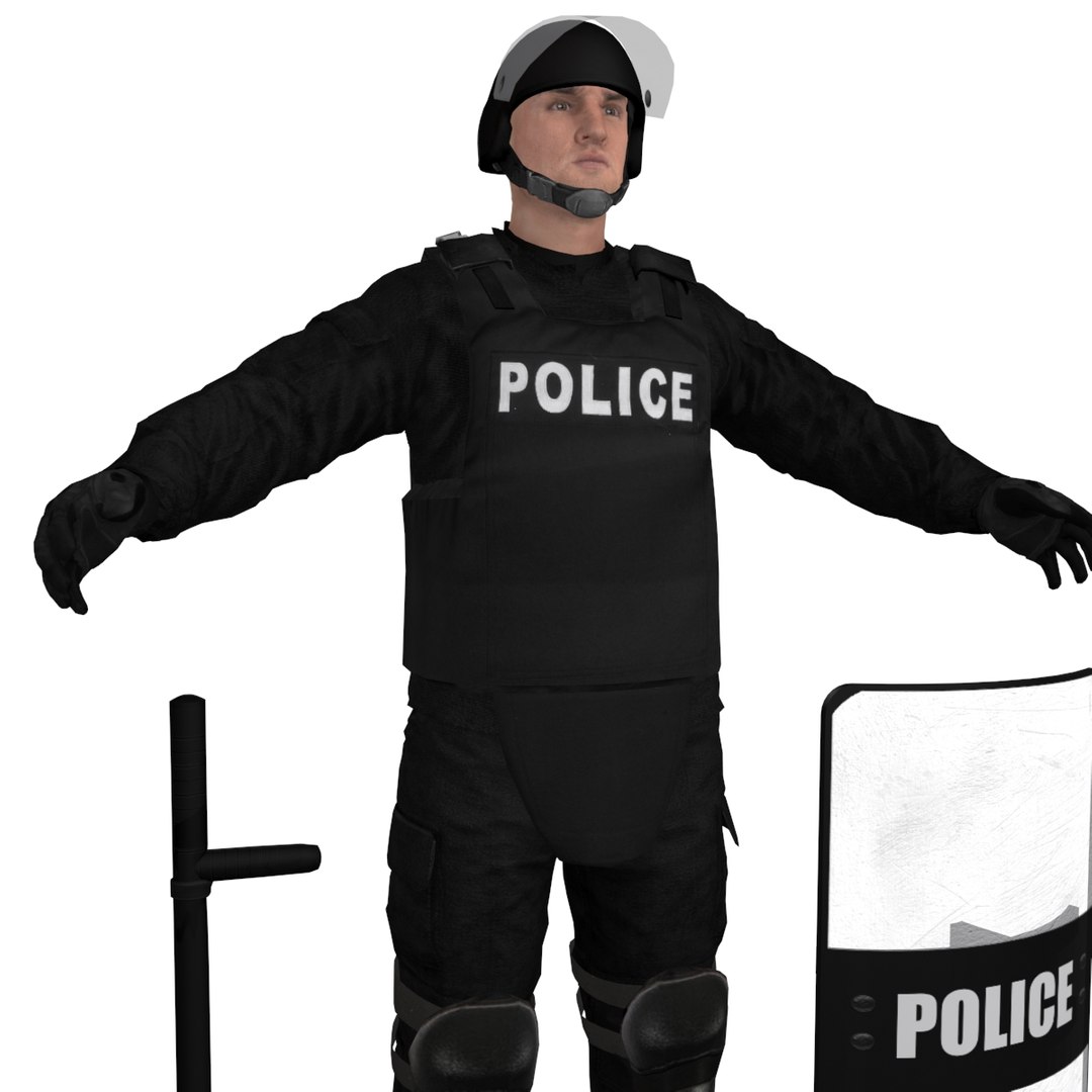 3d riot police officer s model