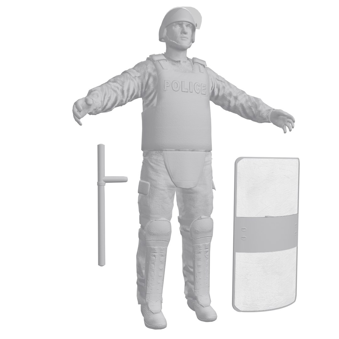 3d riot police officer s model