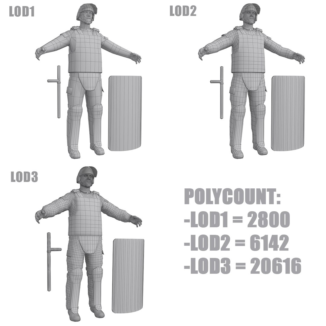 3d riot police officer s model