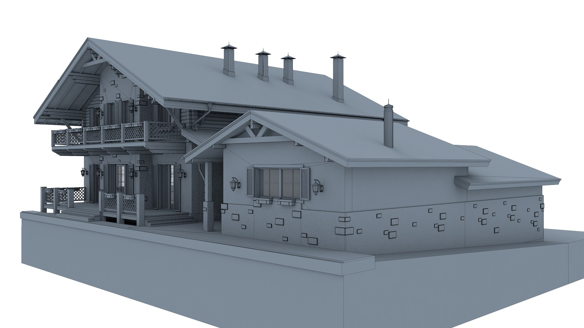 3D Model Alpine Chalet House - TurboSquid 1755530