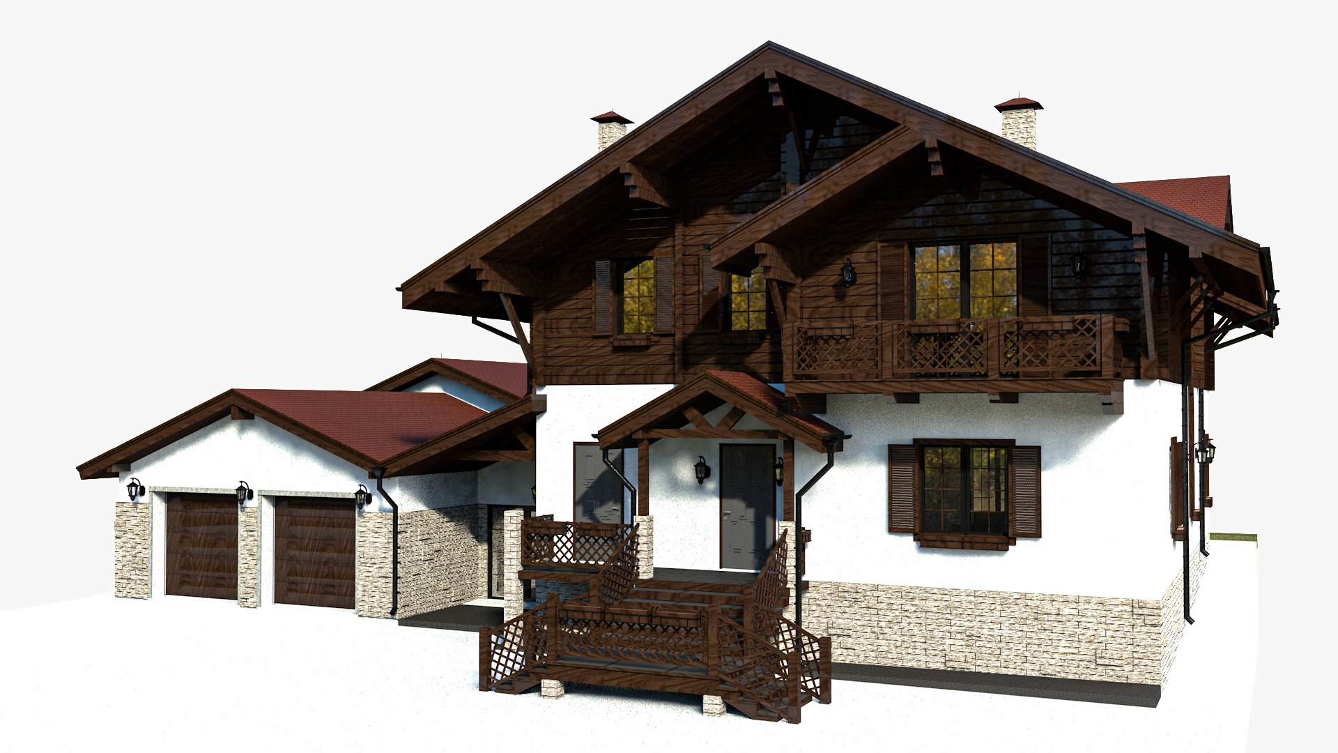 3D Model Alpine Chalet House - TurboSquid 1755530