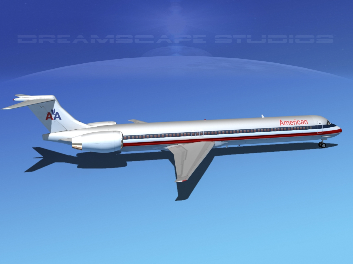 3d model of mcdonnell douglas md-80 airliners
