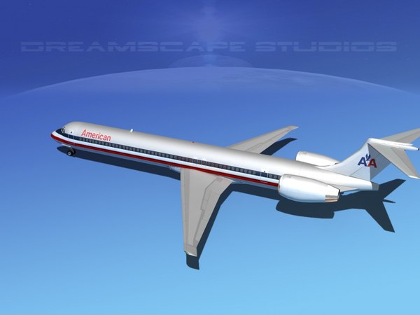 3d model of mcdonnell douglas md-80 airliners