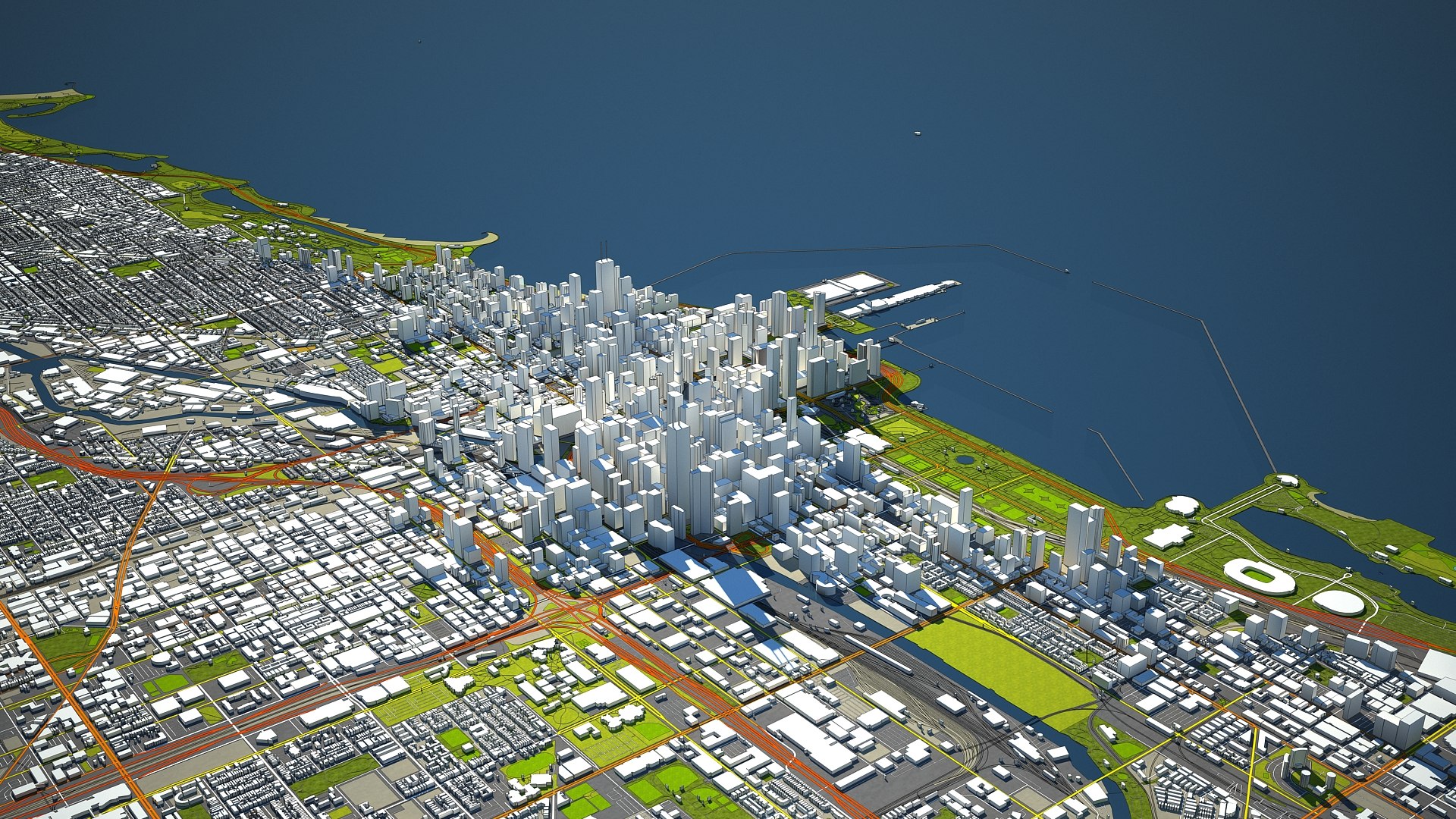 3D Model Chicago Skyline - TurboSquid 1506068
