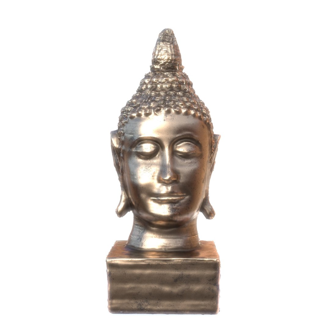 golden buddha head statue obj