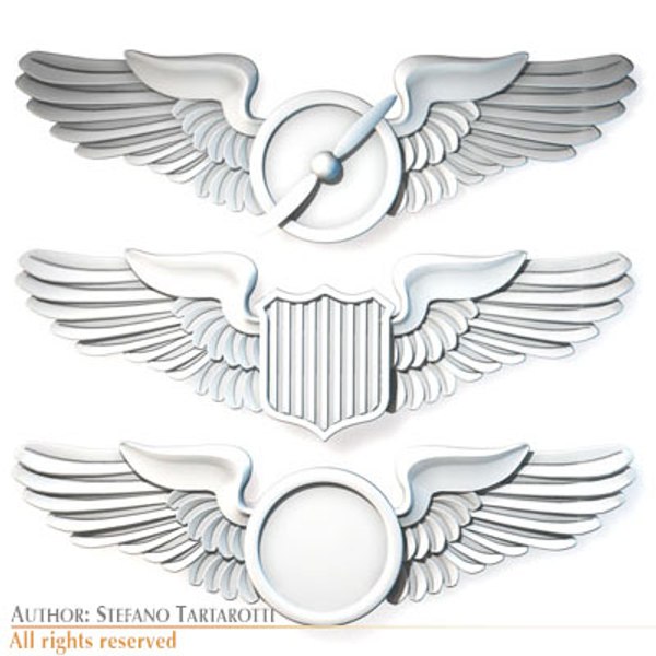 aviation wings badges 3ds