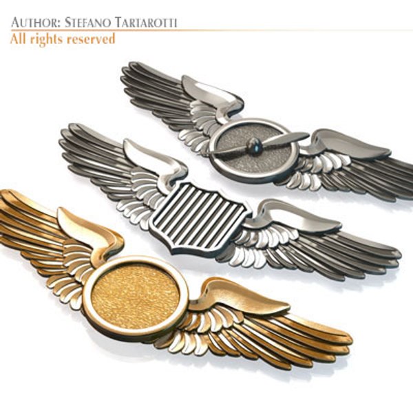 aviation wings badges 3ds