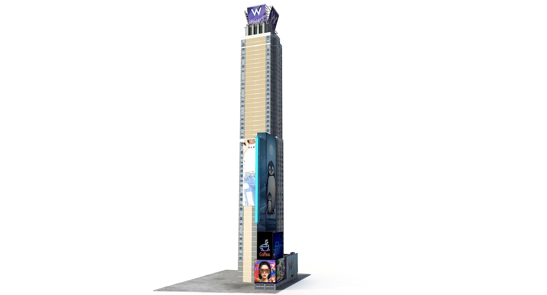 W Times Square Building Low Poly 3D Model - TurboSquid 2132472