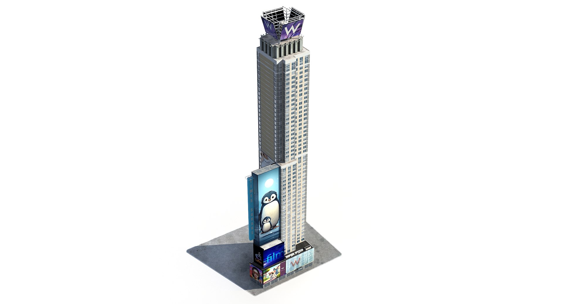 W Times Square Building Low Poly 3D Model - TurboSquid 2132472