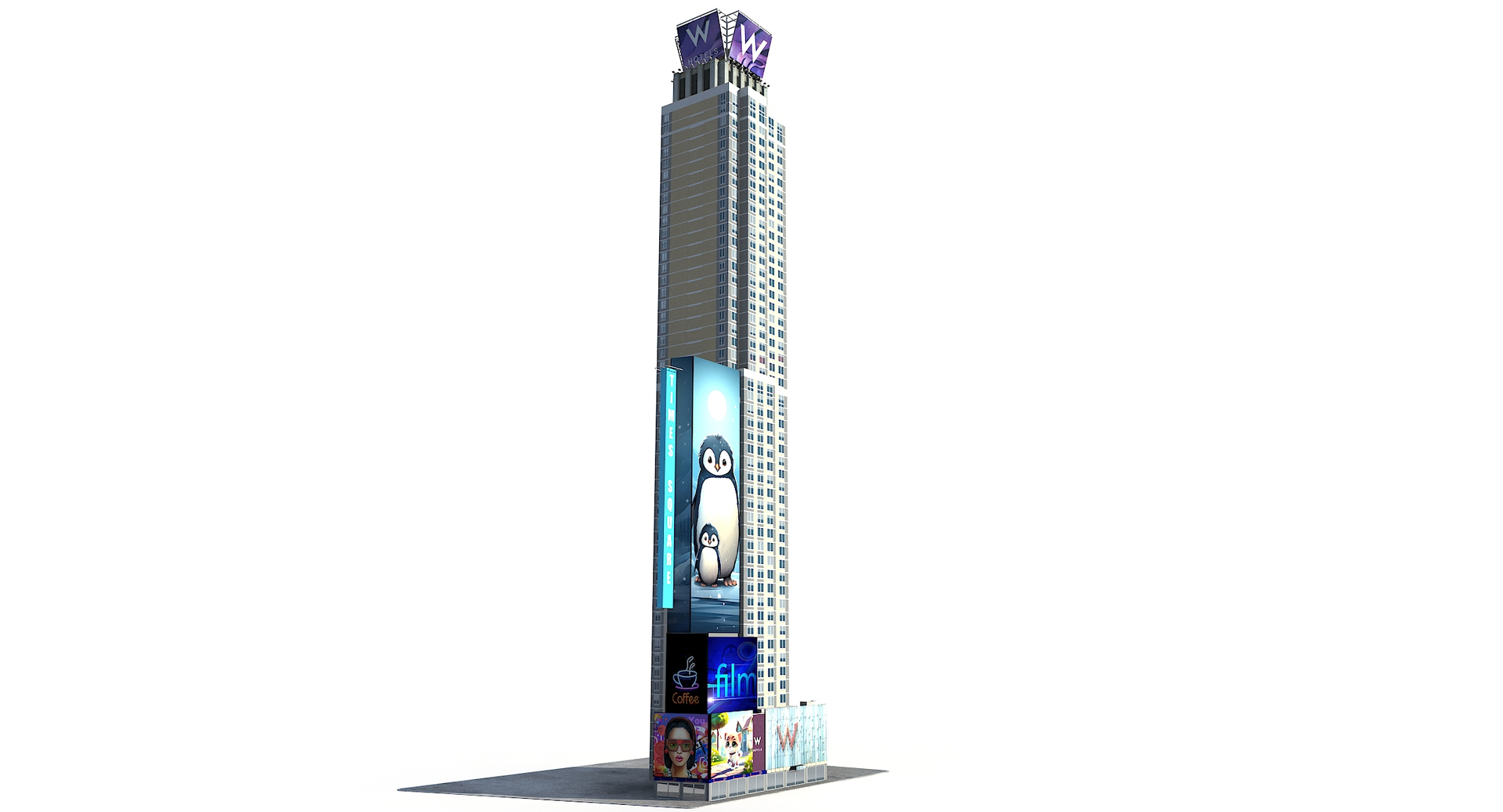 W Times Square Building Low Poly 3D Model - TurboSquid 2132472