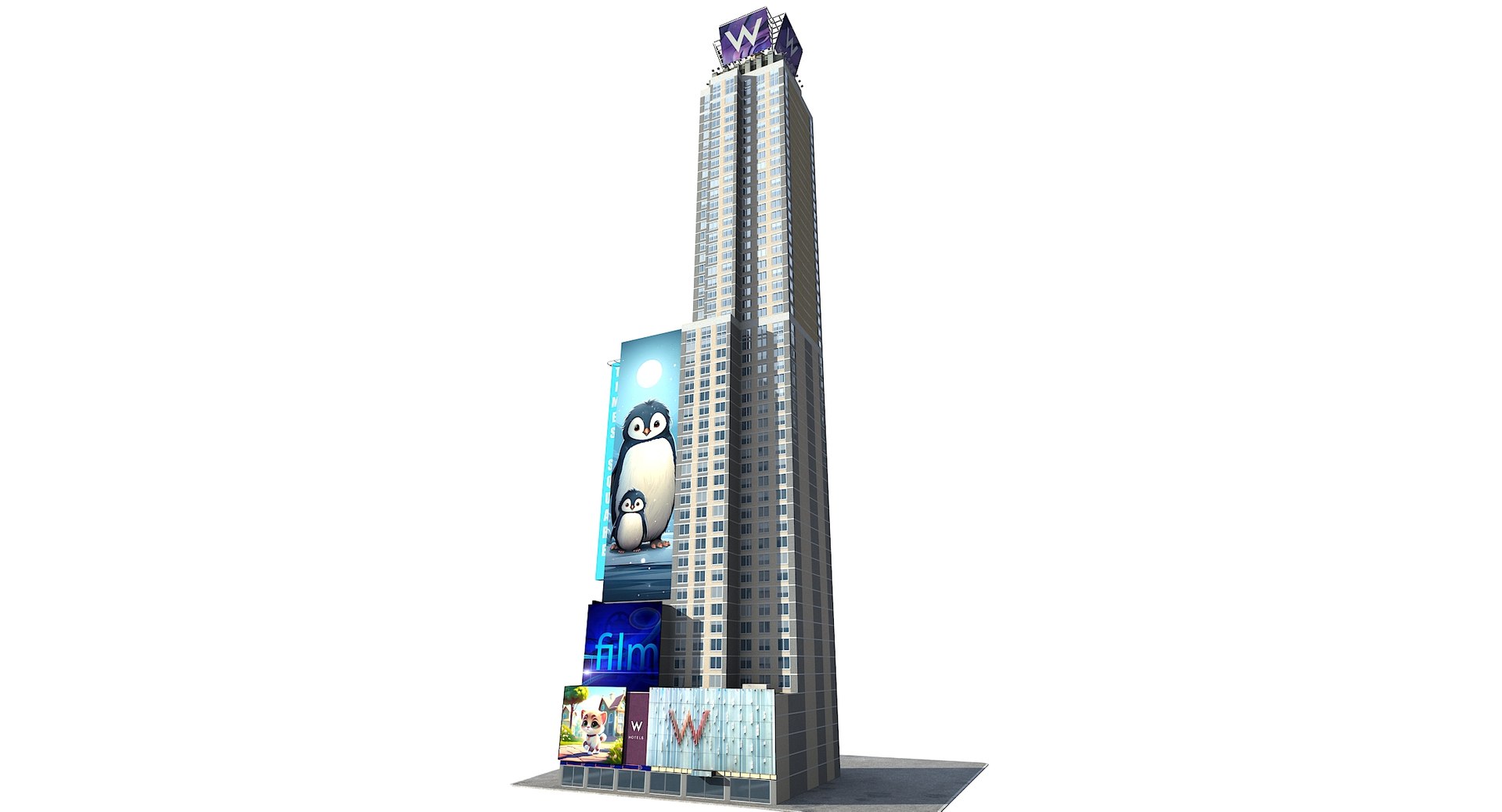 W Times Square Building Low Poly 3D Model - TurboSquid 2132472