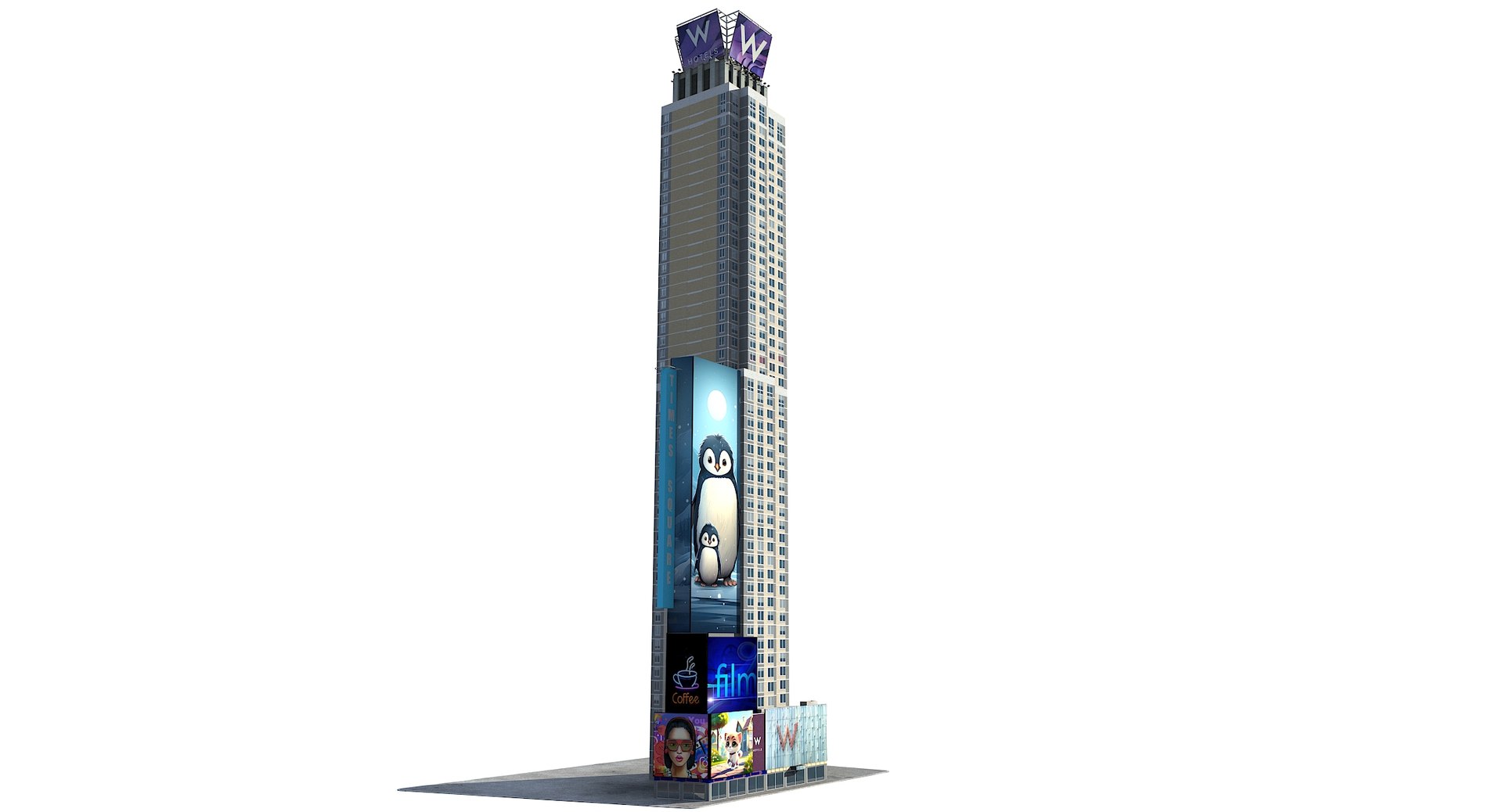 W Times Square Building Low Poly 3D Model - TurboSquid 2132472