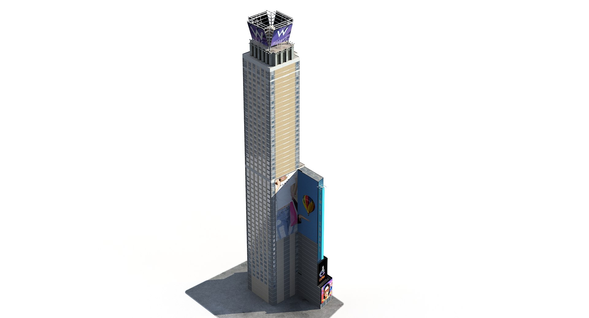 W Times Square Building Low Poly 3D Model - TurboSquid 2132472