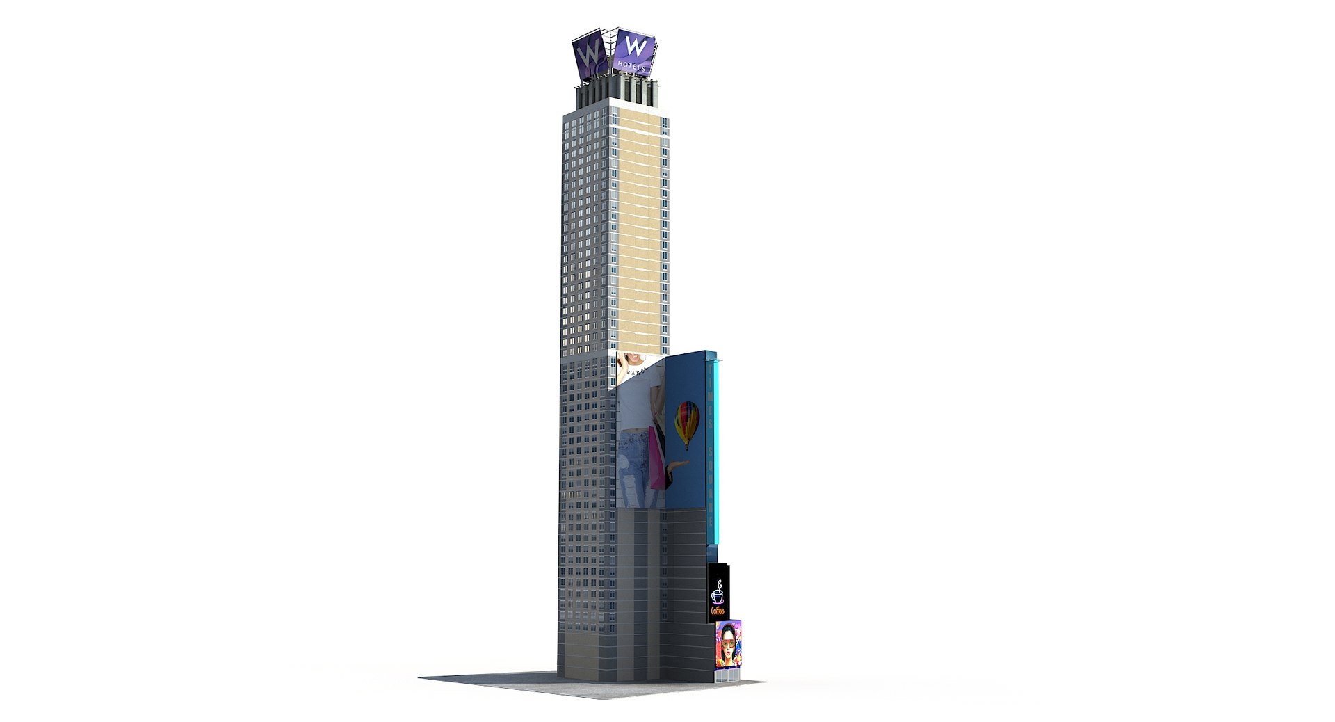 W Times Square Building Low Poly 3D model - TurboSquid 2132472