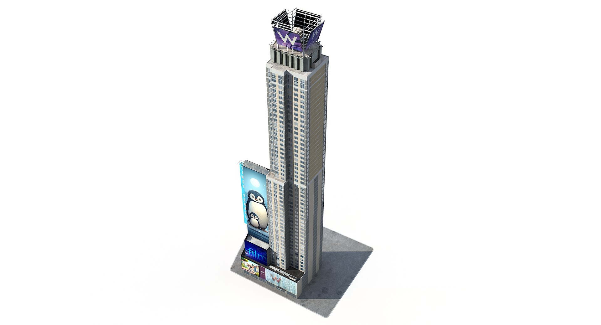 W Times Square Building Low Poly 3D model - TurboSquid 2132472