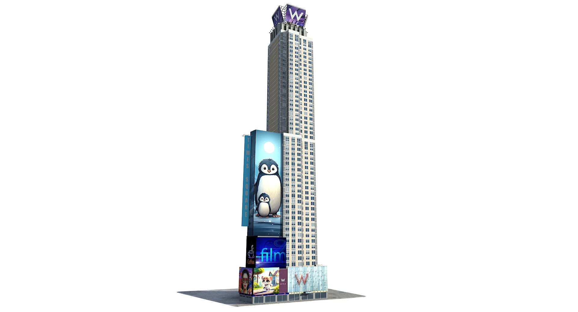 W Times Square Building Low Poly 3D Model - TurboSquid 2132472
