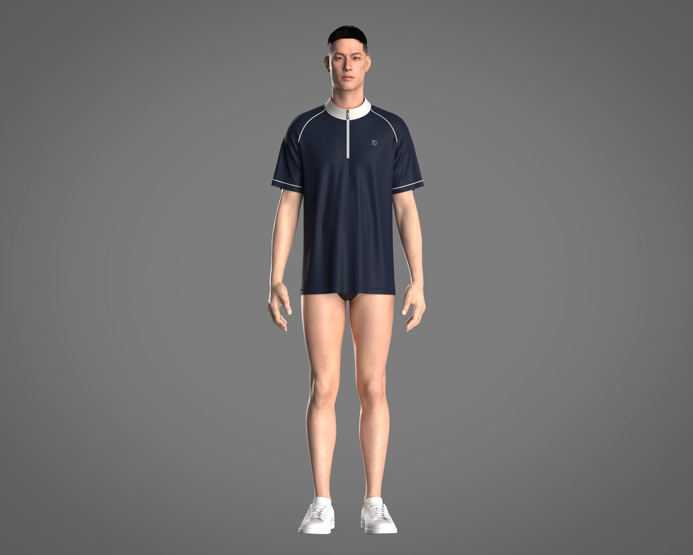 Men Half High Collar Running Jersey With Mesh 3D - TurboSquid 2344694