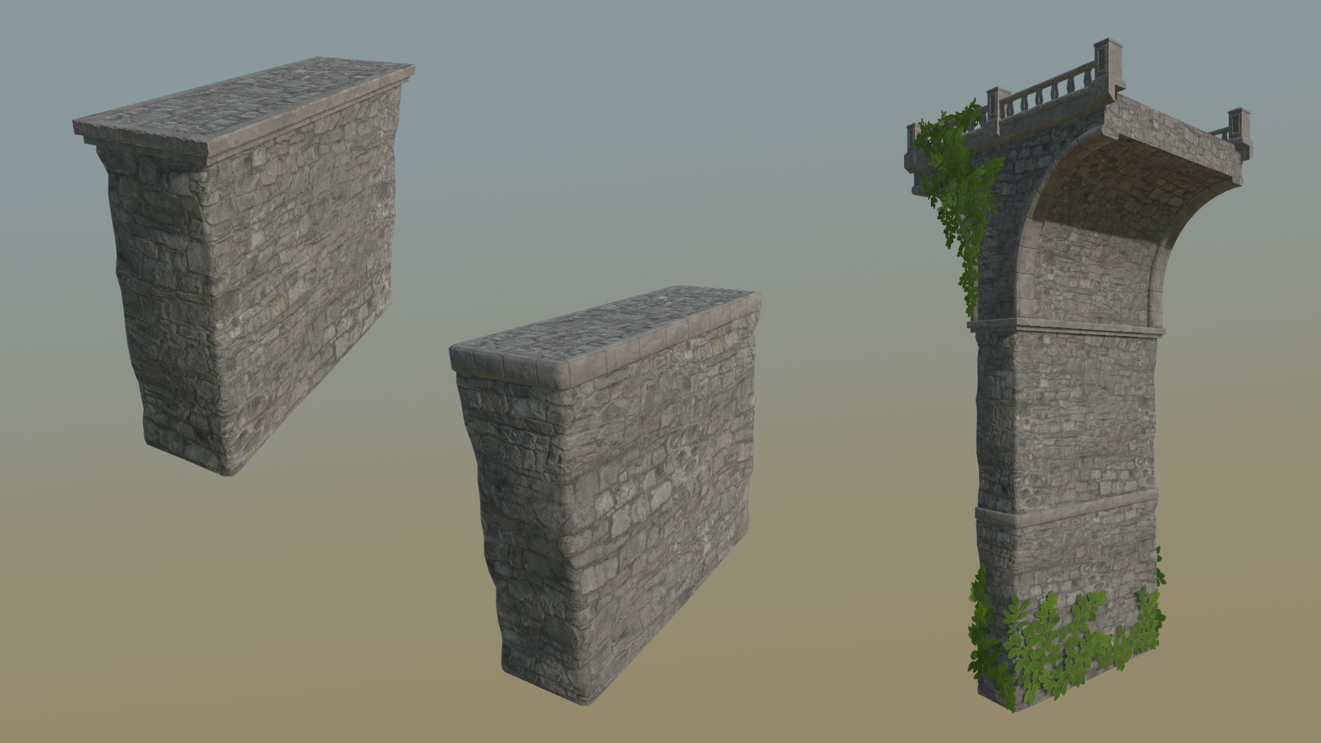 3D Ancient Stone Bridge - Modular Game Props Model - TurboSquid 2228337