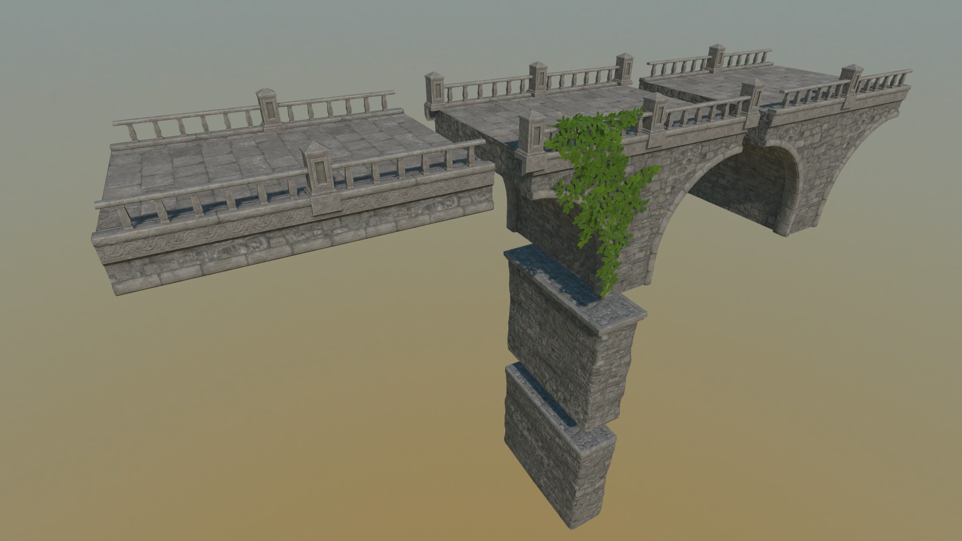 3D Ancient Stone Bridge - Modular Game Props Model - TurboSquid 2228337