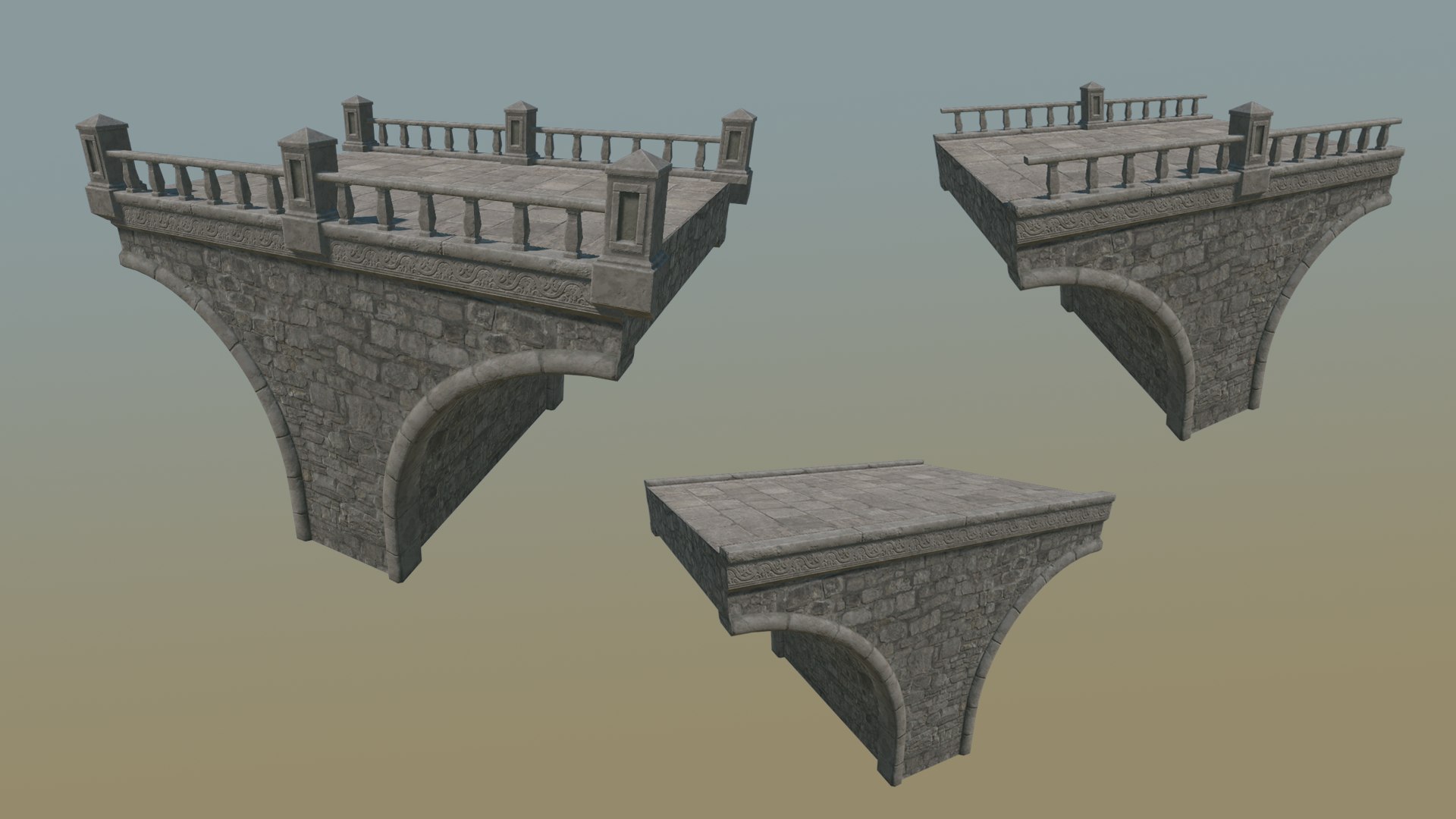 3D Ancient Stone Bridge - Modular Game Props Model - TurboSquid 2228337