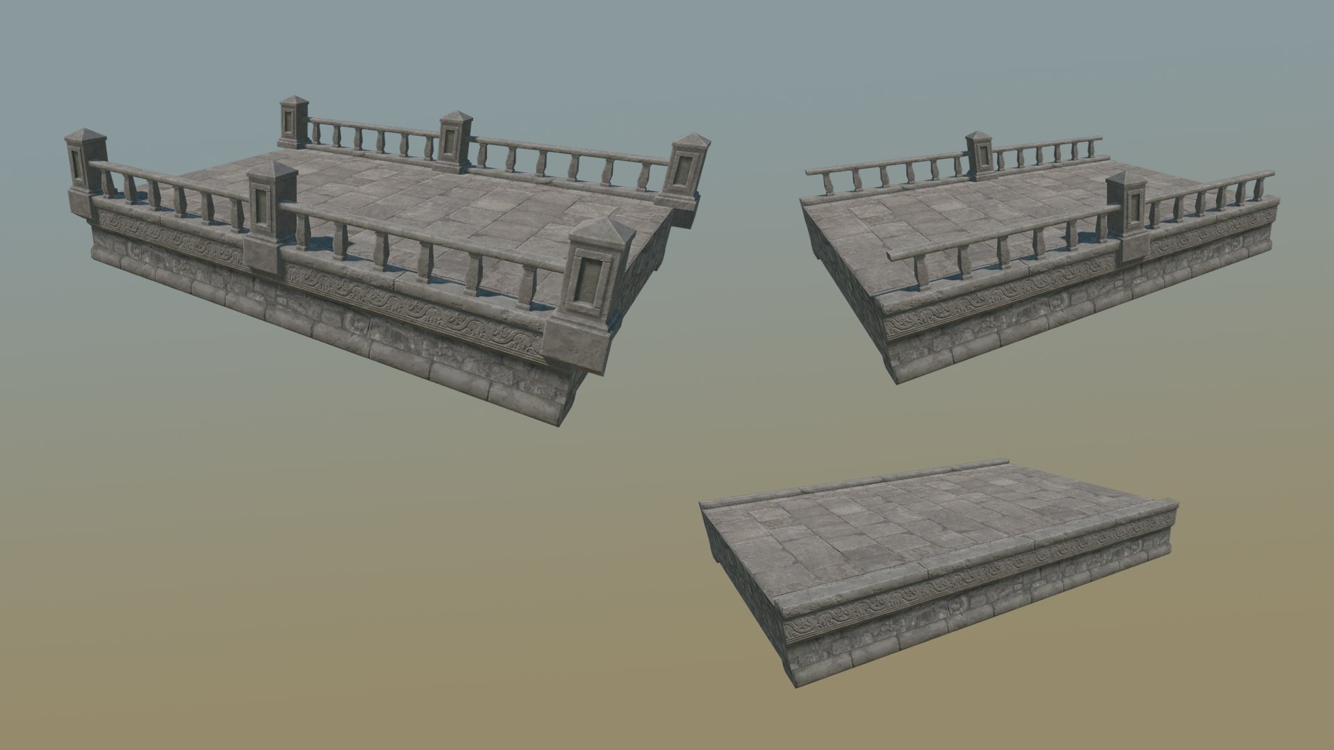 3D Ancient Stone Bridge - Modular Game Props Model - TurboSquid 2228337