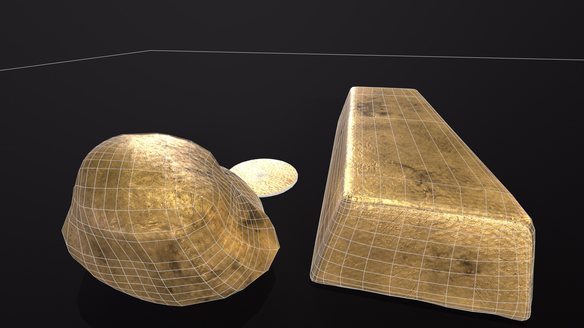 3D Gold Ingot Nugget And Coin - TurboSquid 2150195