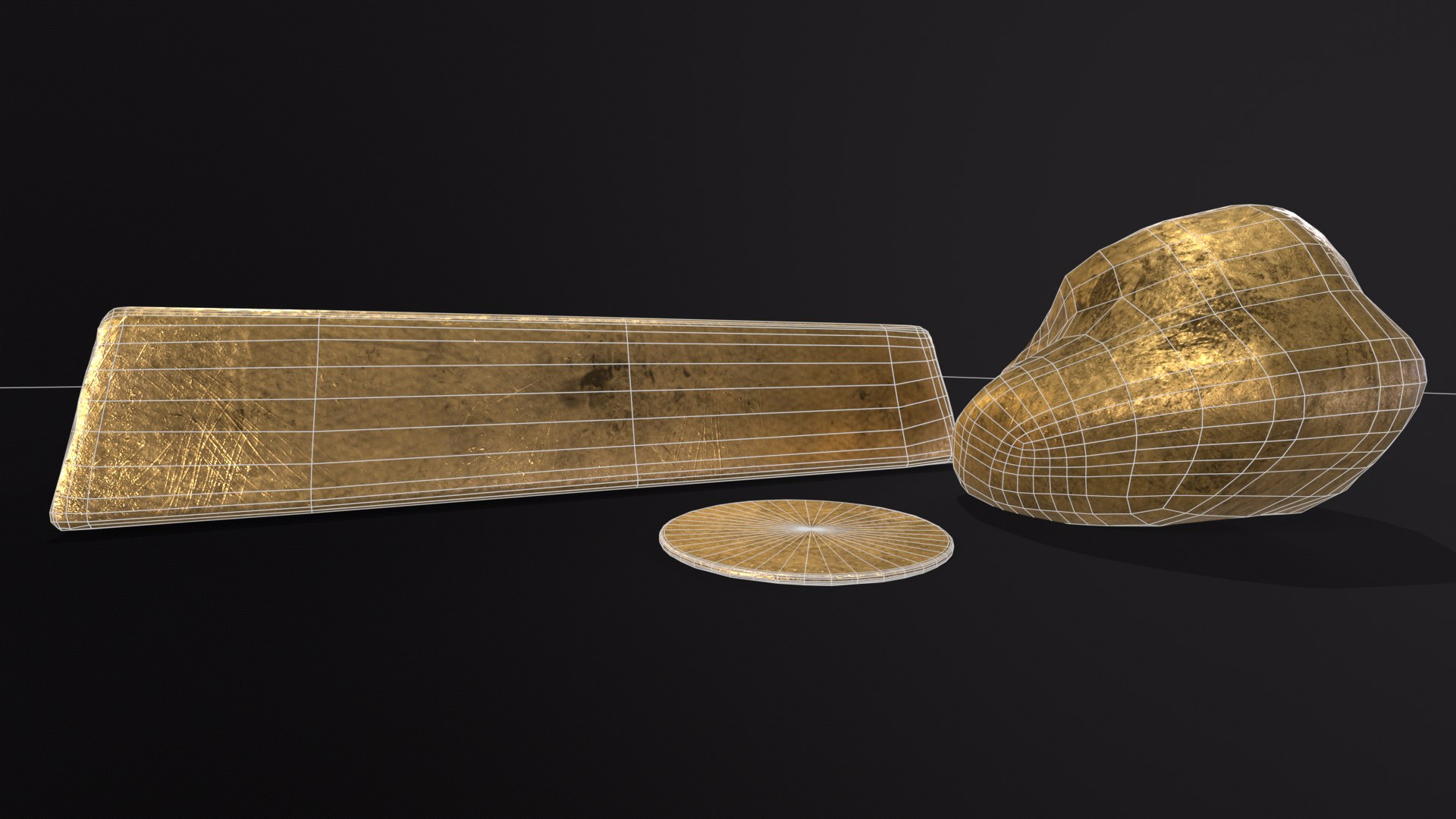 3D Gold Ingot Nugget And Coin - TurboSquid 2150195