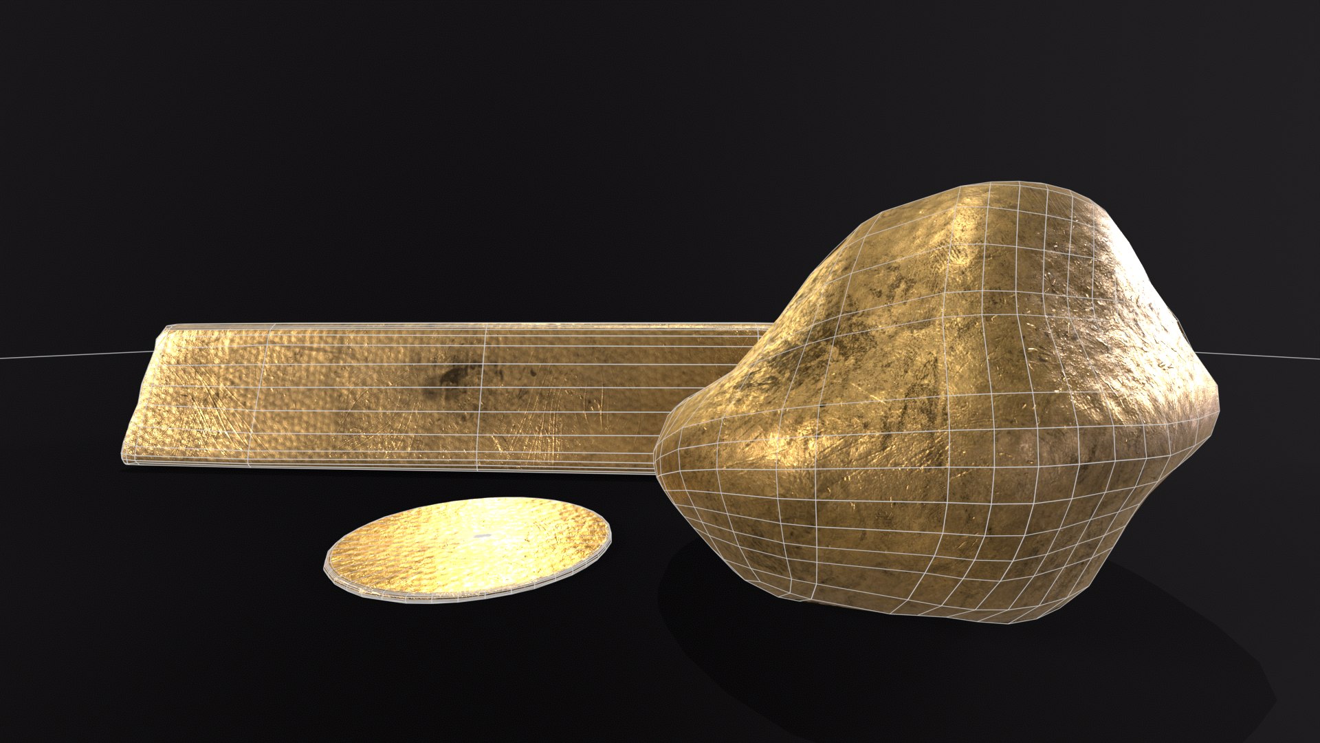 3D Gold Ingot Nugget And Coin - TurboSquid 2150195