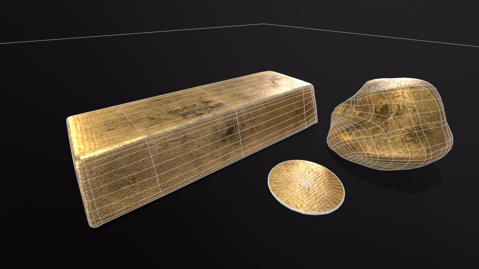 3D Gold Ingot Nugget And Coin - TurboSquid 2150195