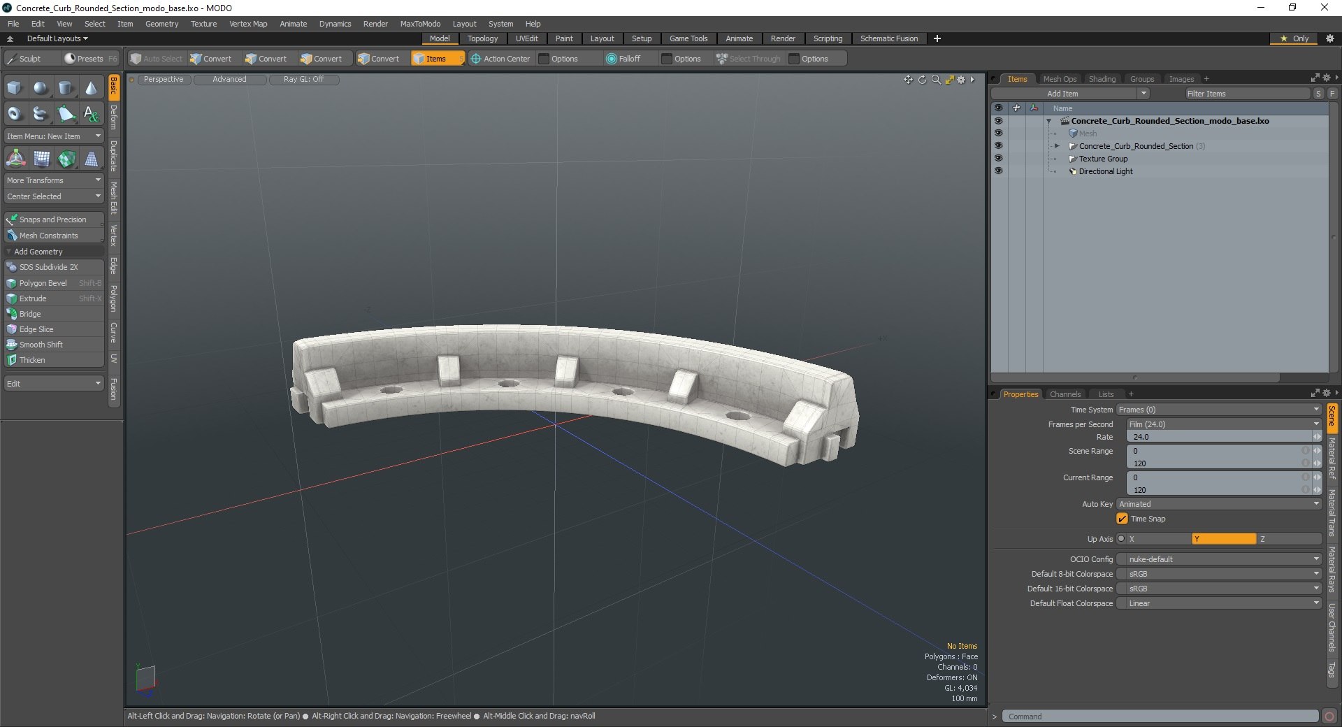 Concrete Curb Rounded Section 3D Model - TurboSquid 2016278