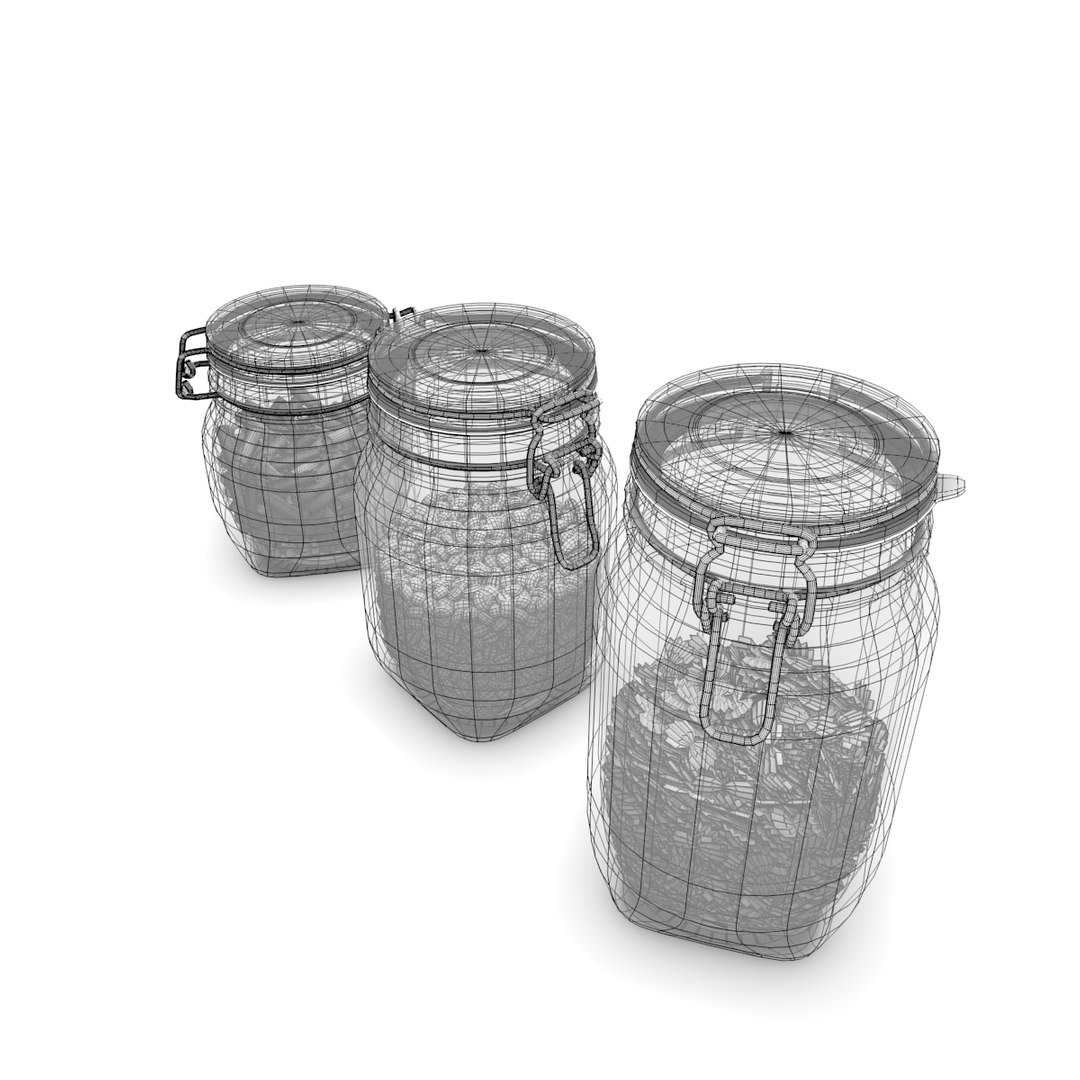 Glass Jars Filled 3d Model