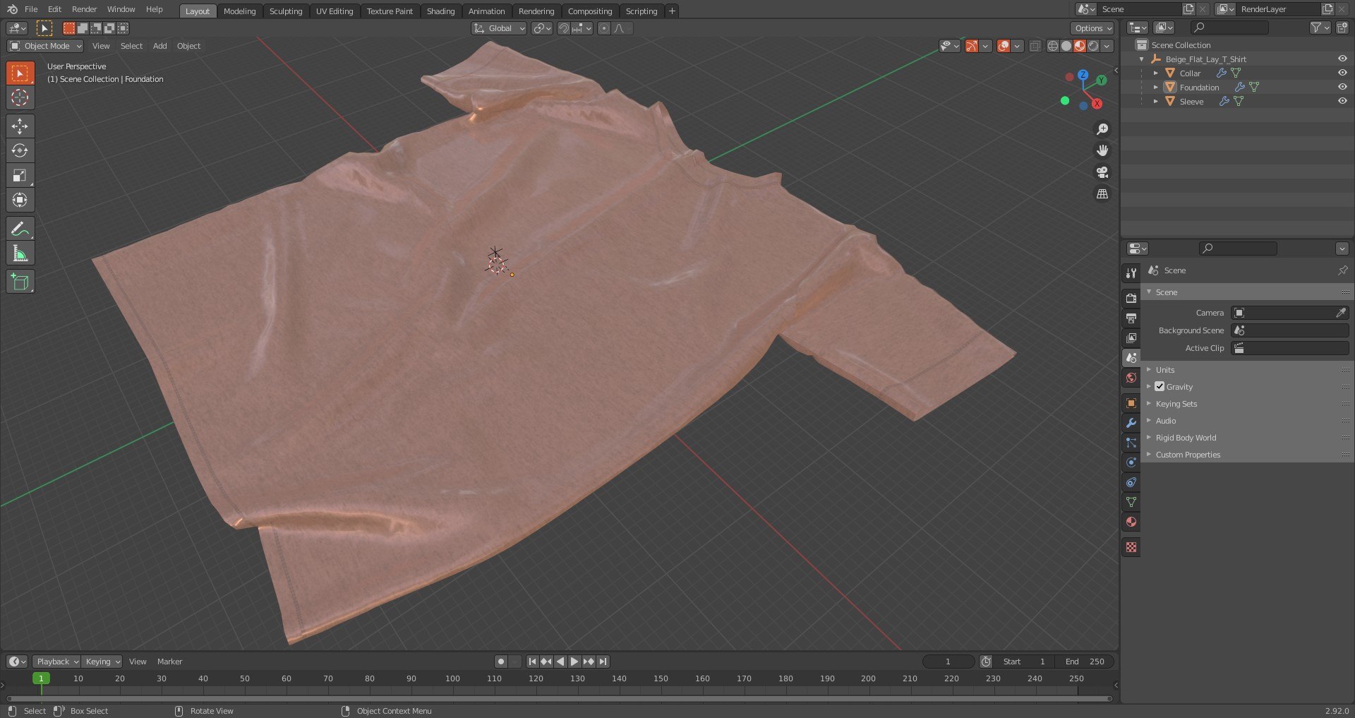 3D model Beige Flat Lay T-Shirt - TurboSquid 2141160