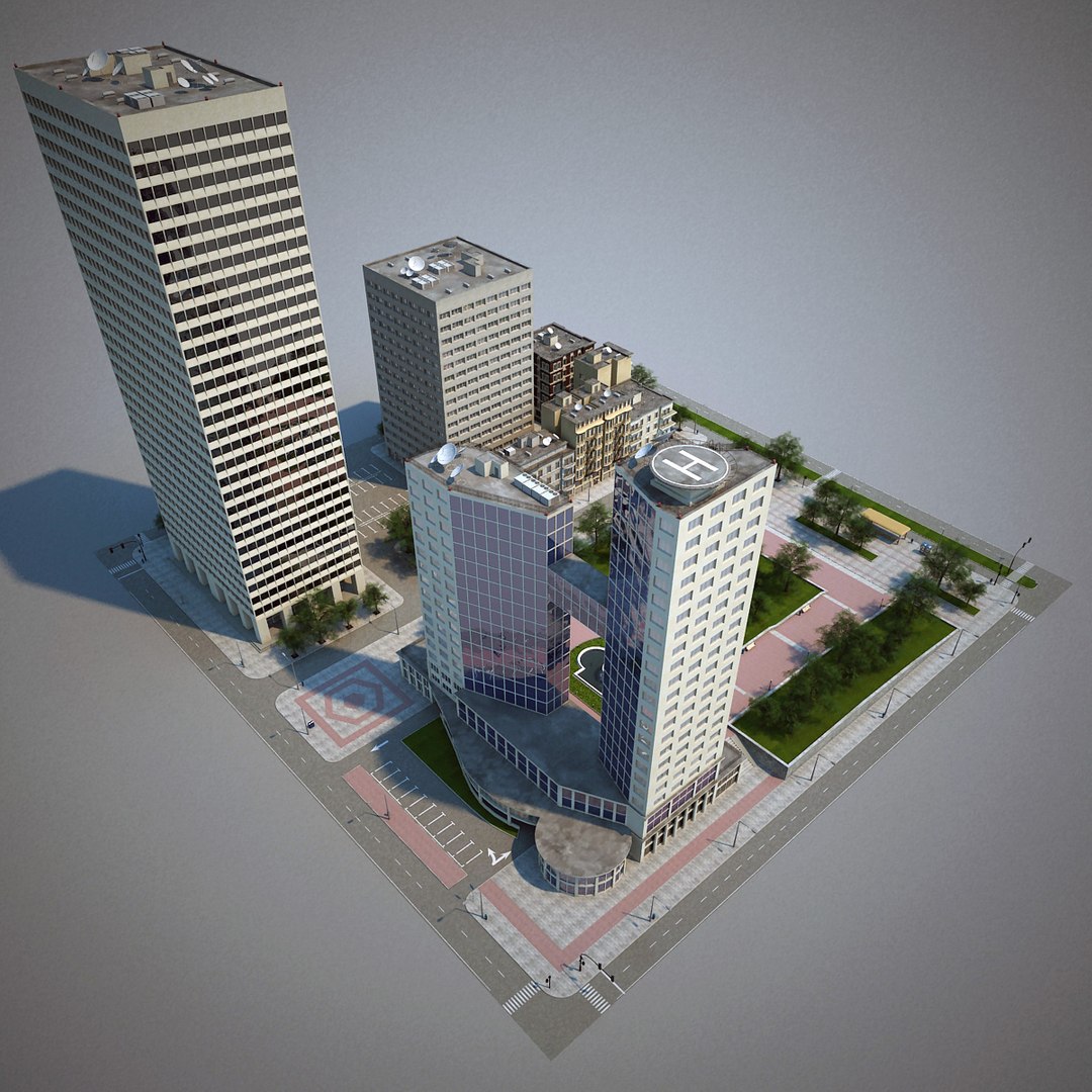 realistic hd city block 3d model