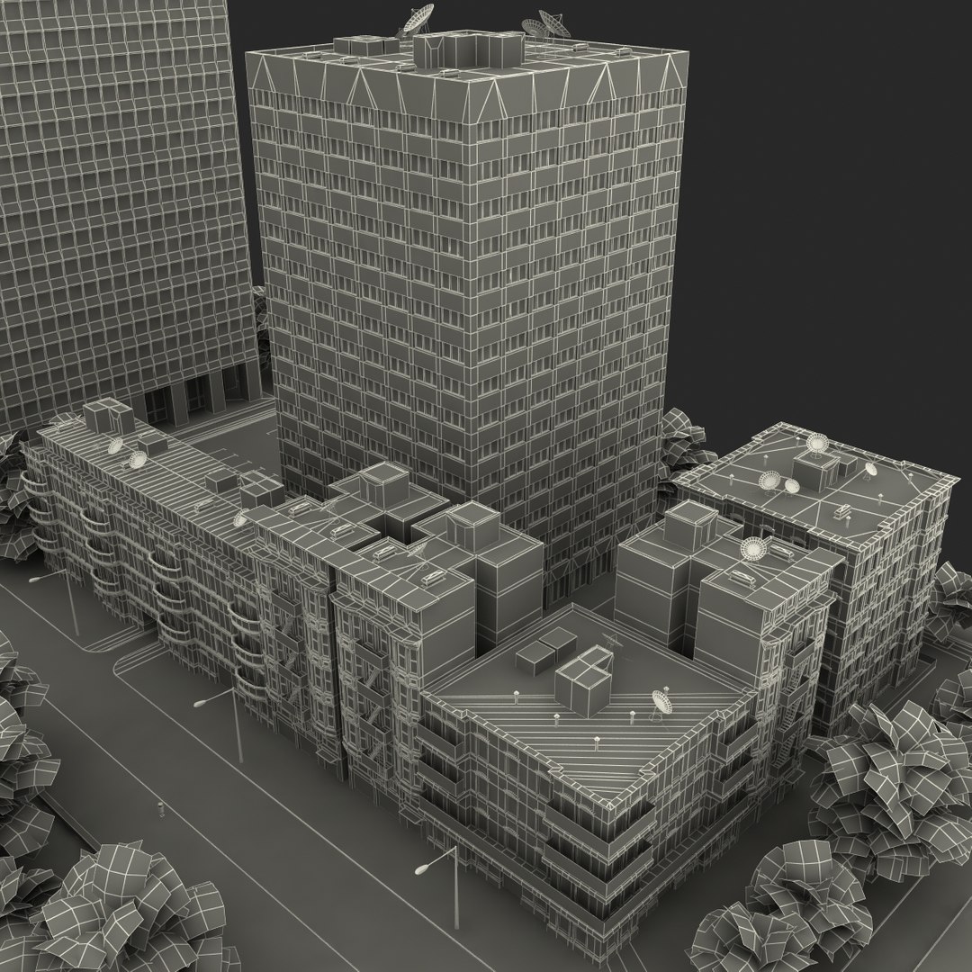 realistic hd city block 3d model