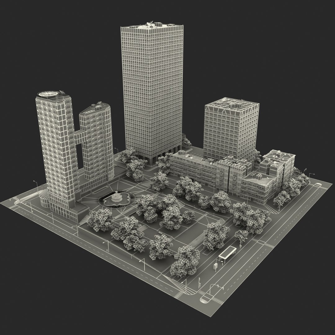 realistic hd city block 3d model